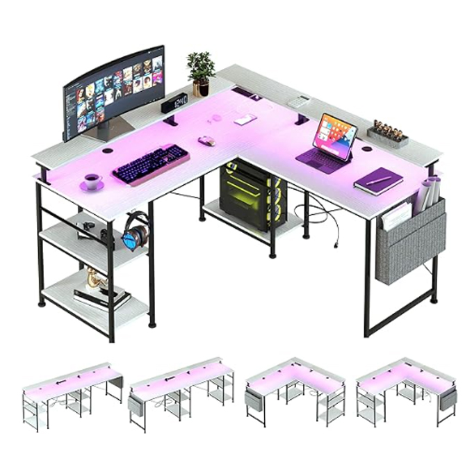 Bureau d'angle en forme de L Tbfit, bureau d'ordinateur réversible avec ...