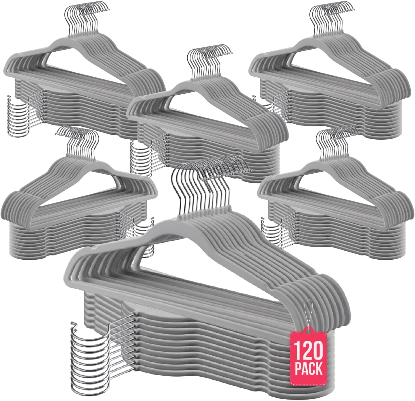 Percha Terciopelo | Color Gris | Antideslizantes y Resistentes ...