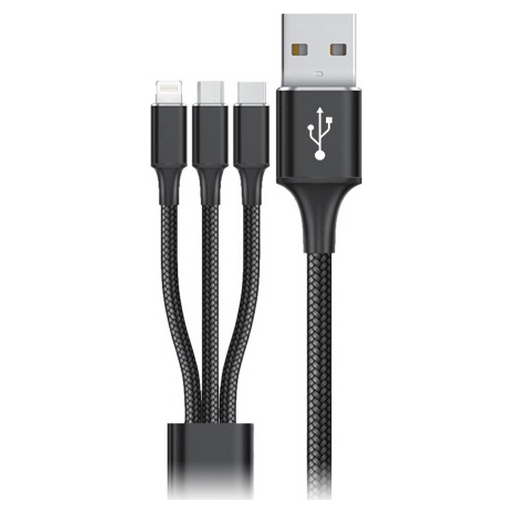 Câble USB vers Micro USB, USB-C et Lightning Goms Noir 1, 2 m | Leroy ...