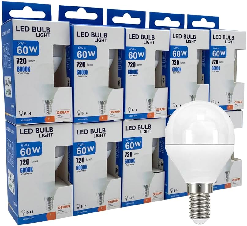 Lot 10 Ampoules LED E14 6W 720Lm Osram Chip, 220V, angle 220º, lumière ...