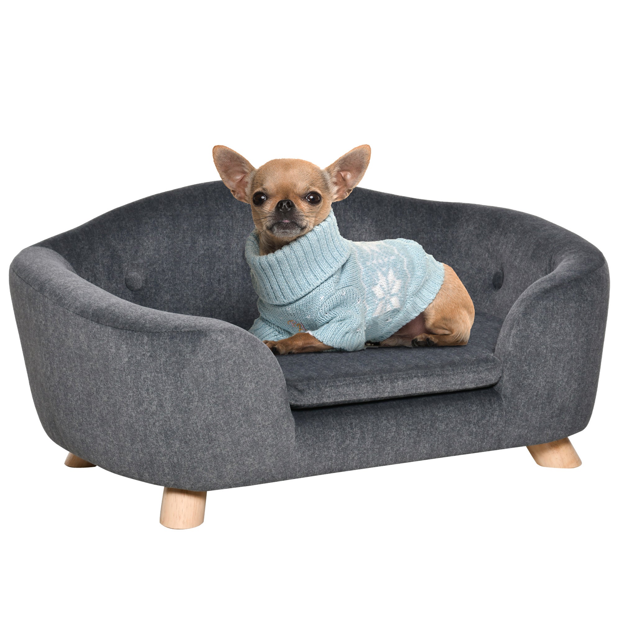 Caseta para perros pequeños (máx. 10 kg) con cojín, 70x47x30 cm - Gris ...
