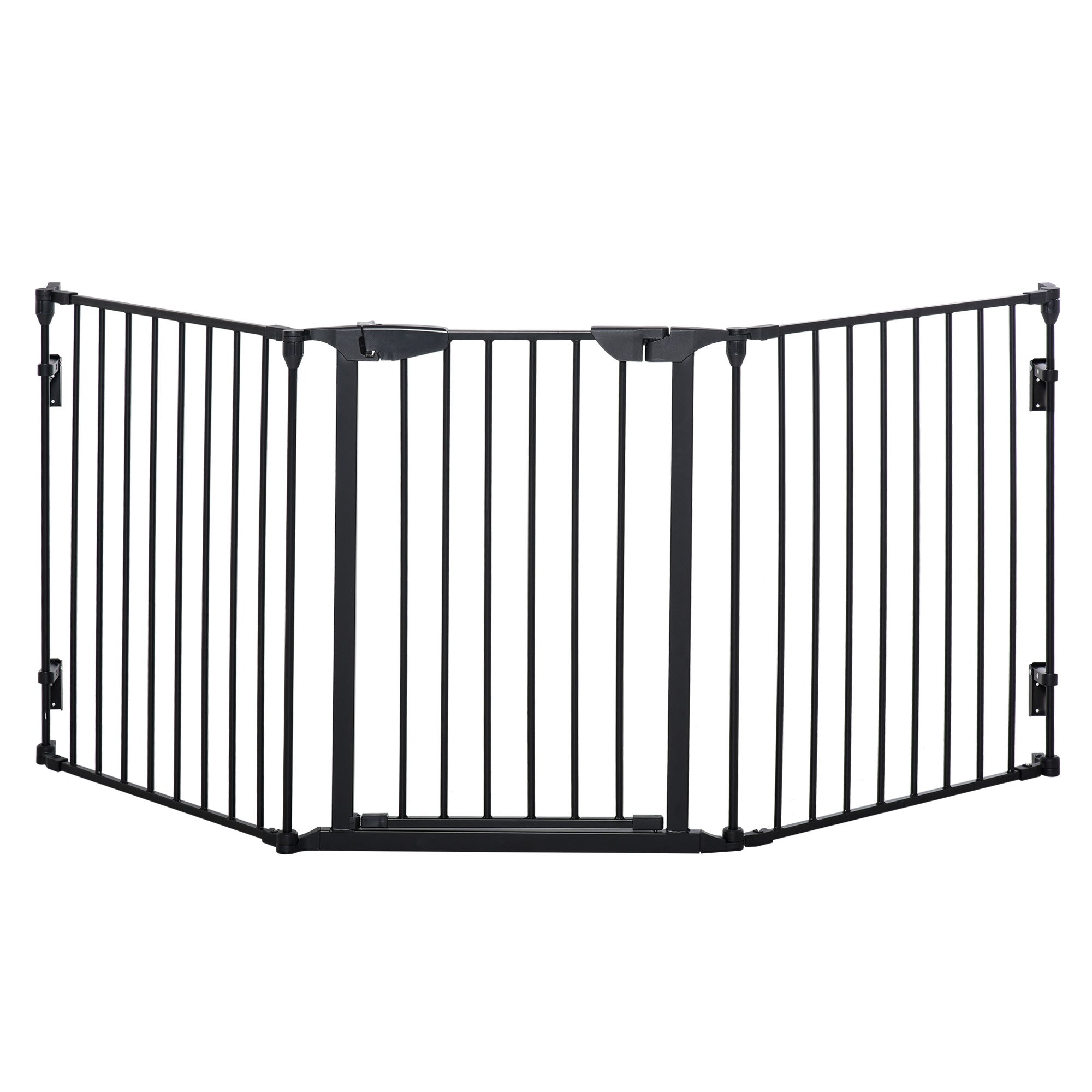 PAWHUT Barriera di sicurezza in metallo e plastica nera 180x74,5 cm D06 ...
