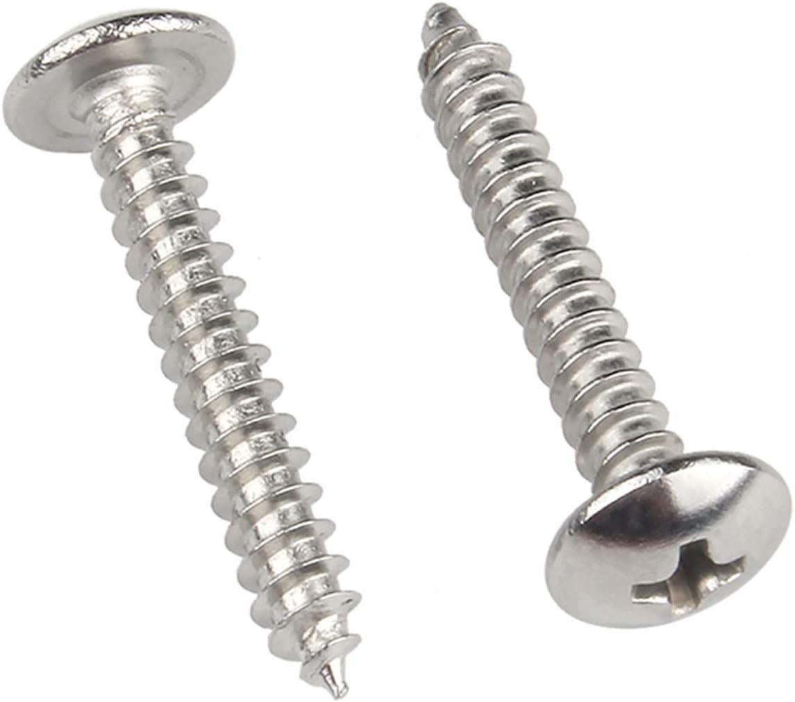 40 Pcs Tête ronde Vis à bois 304 Acier inoxydable Vis cruciformes Tête ...