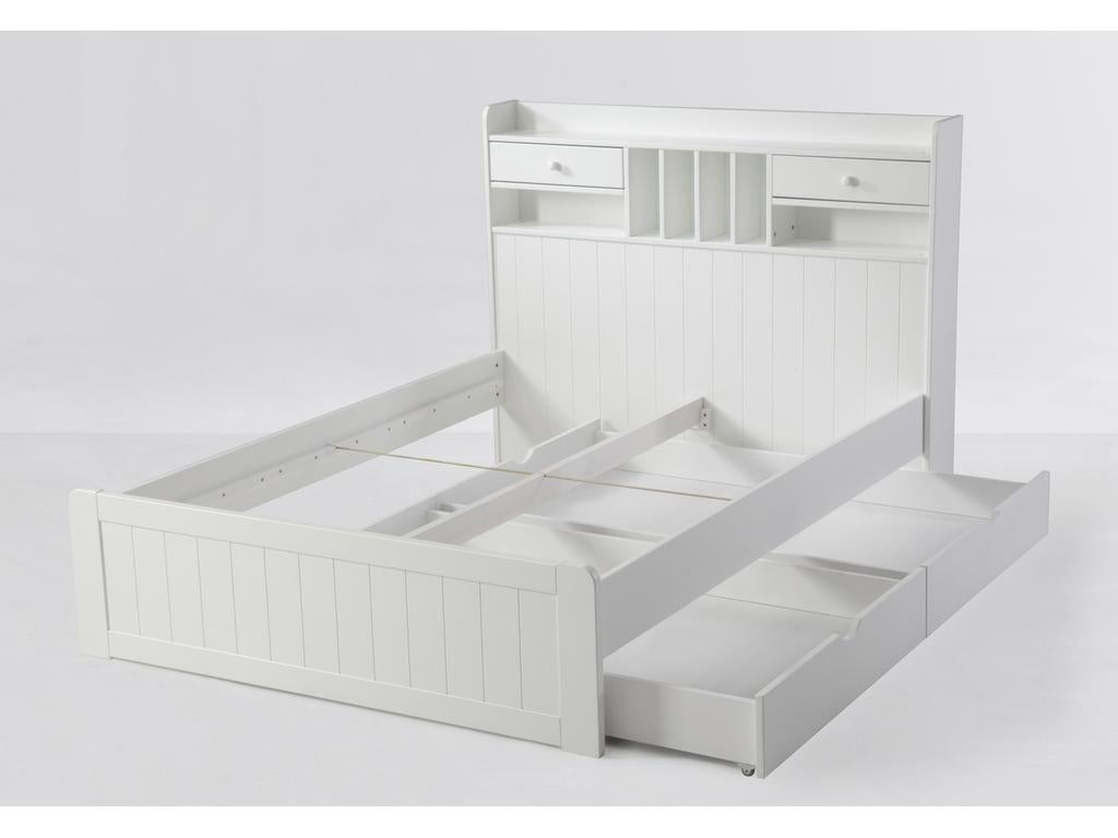 Lit avec rangements 140 x 190 cm - Blanc - MEDERICK | Leroy Merlin