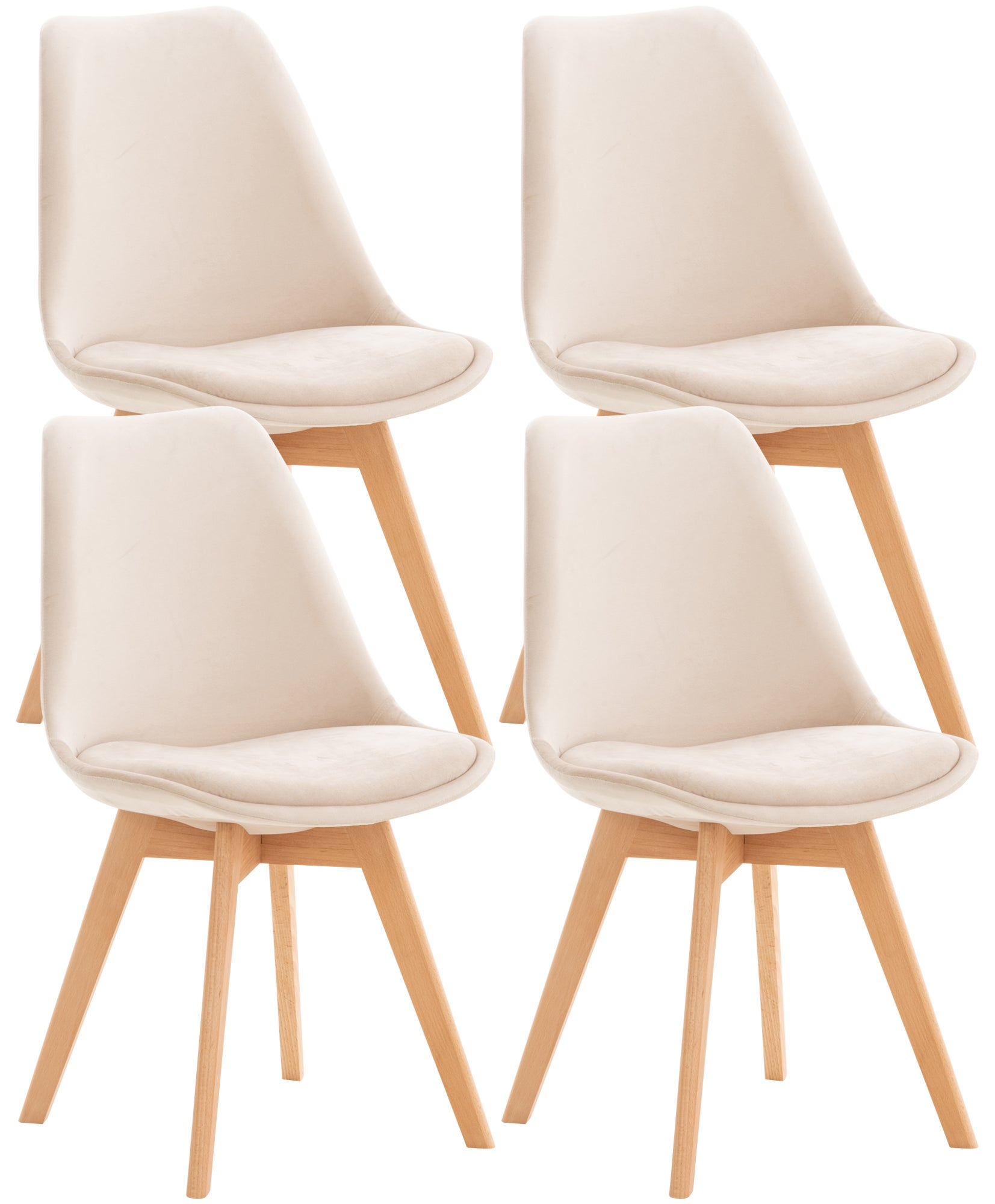 Lot de 4 chaises de cuisine Linares Beige|Velours | Leroy Merlin