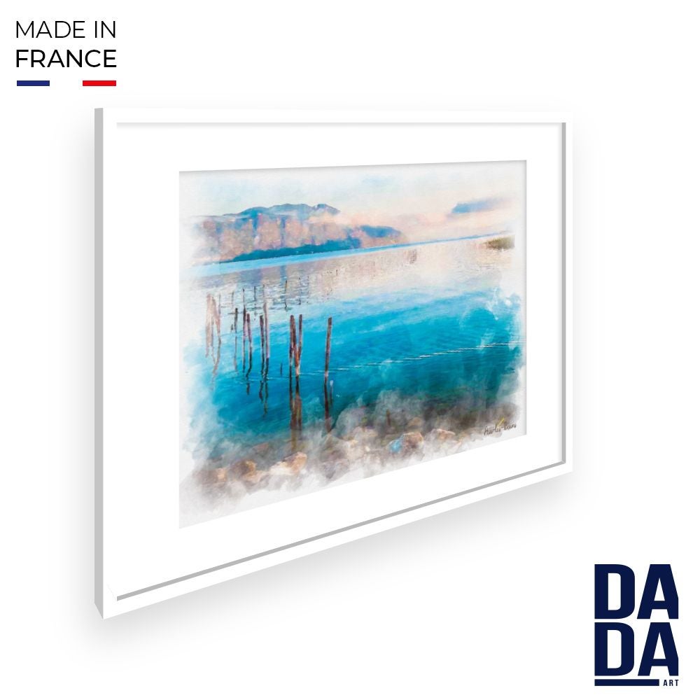 Image encadrée Côte d'Aix-les-bains / 50x70 cm / Cadre Blanc / Fabriqué ...