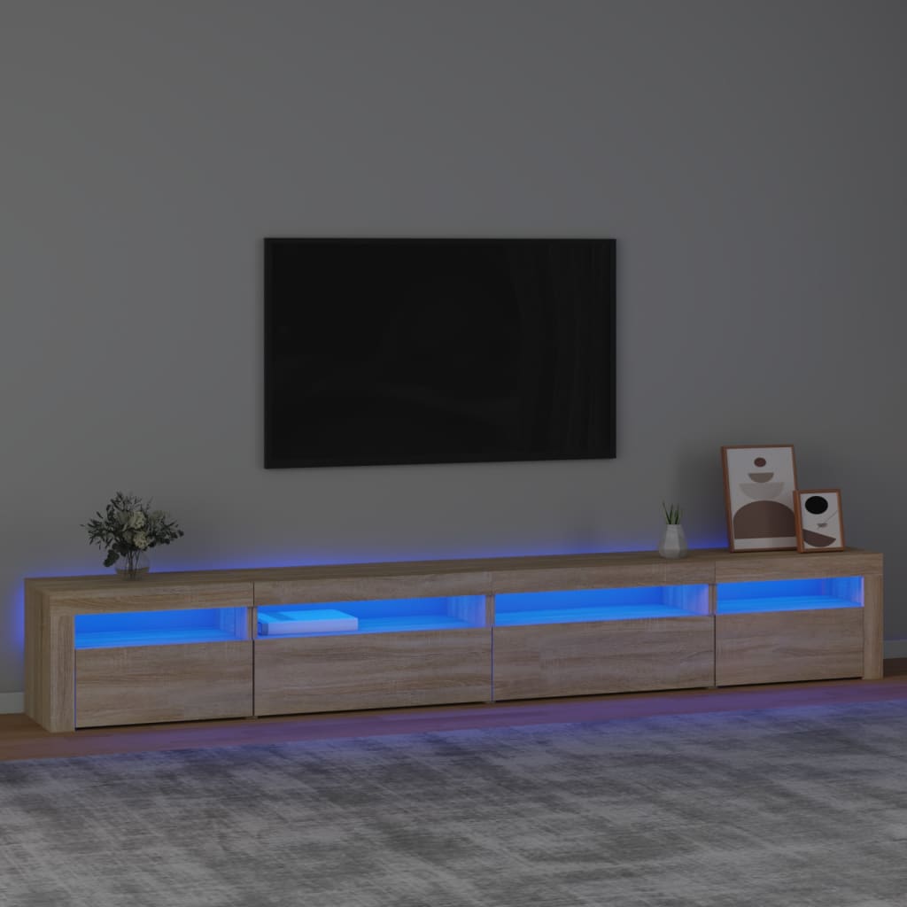 Mueble de TV con luces LED roble Sonoma 270x35x40 cm | Leroy Merlin