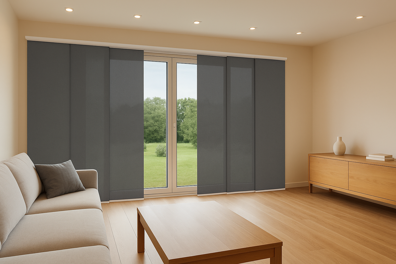 Panel Japonés Kaaten 285 X 270cm Tejido screen Apertura 10% Perla Gris ...