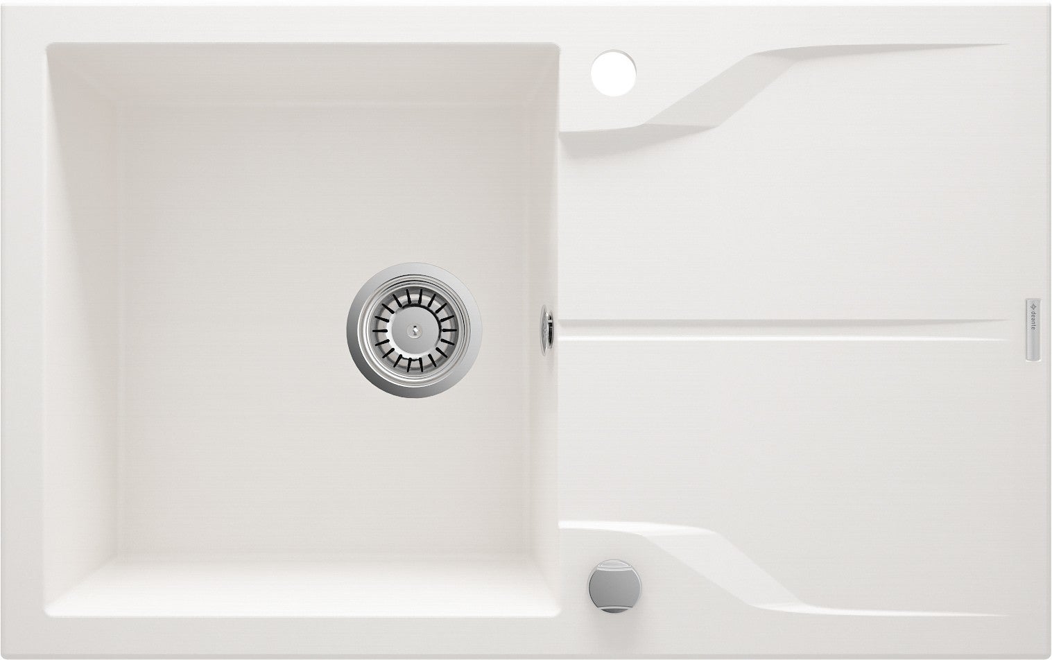 Fregadero de cocina blanco 78 x 49 cm en granito con escurridor Deante ...