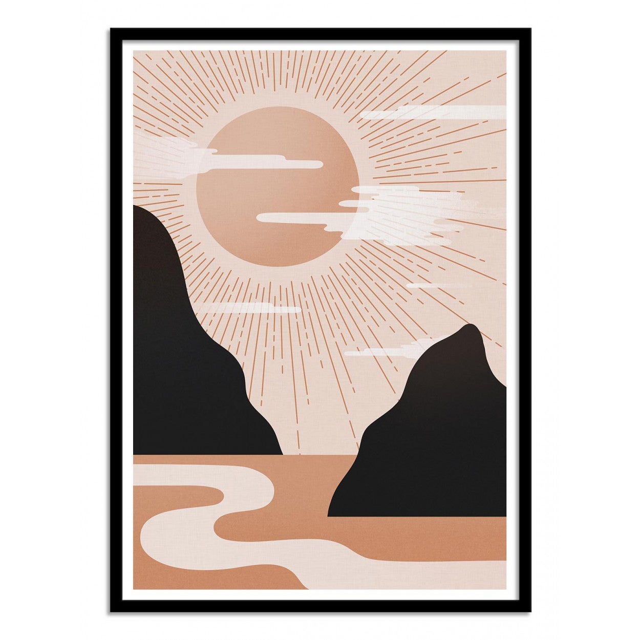 Art-Poster - Morning sunrise - Kookie Pixel - avec cadre noir 30 x 40 ...