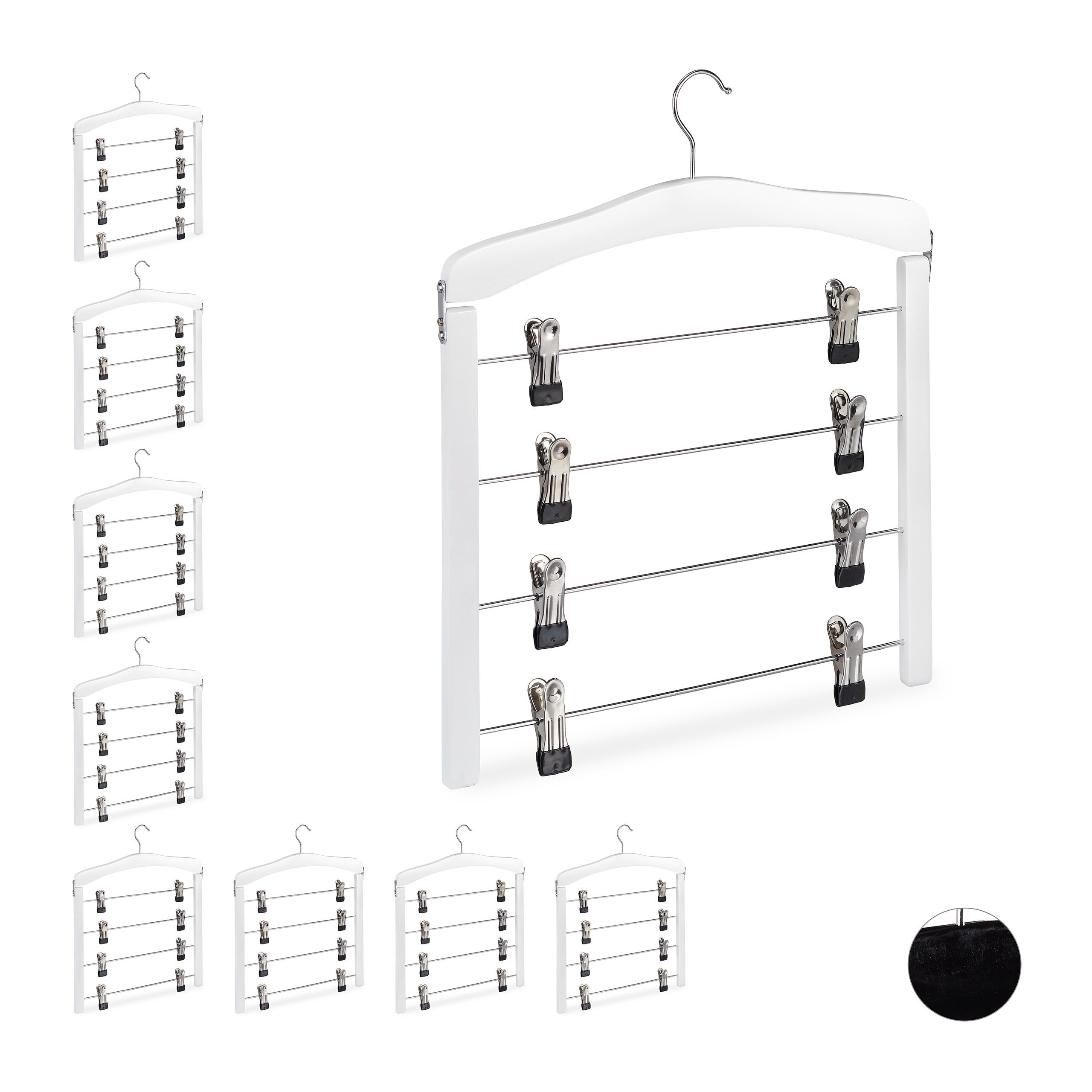 9x Cintre multiple en bois pour robes pantalons, cintres, Gain de place ...