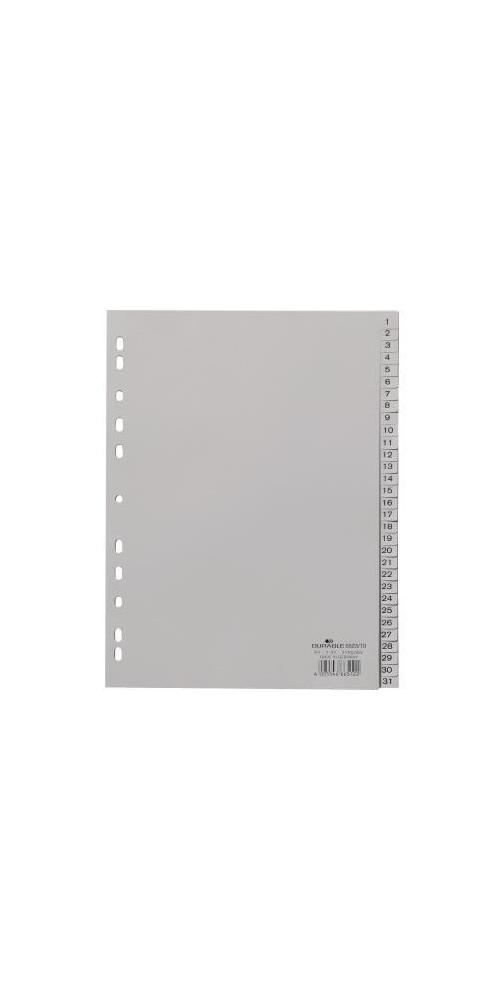DURABLE Register PP A4 1-31 volldeckend grau 31teilig | Leroy Merlin