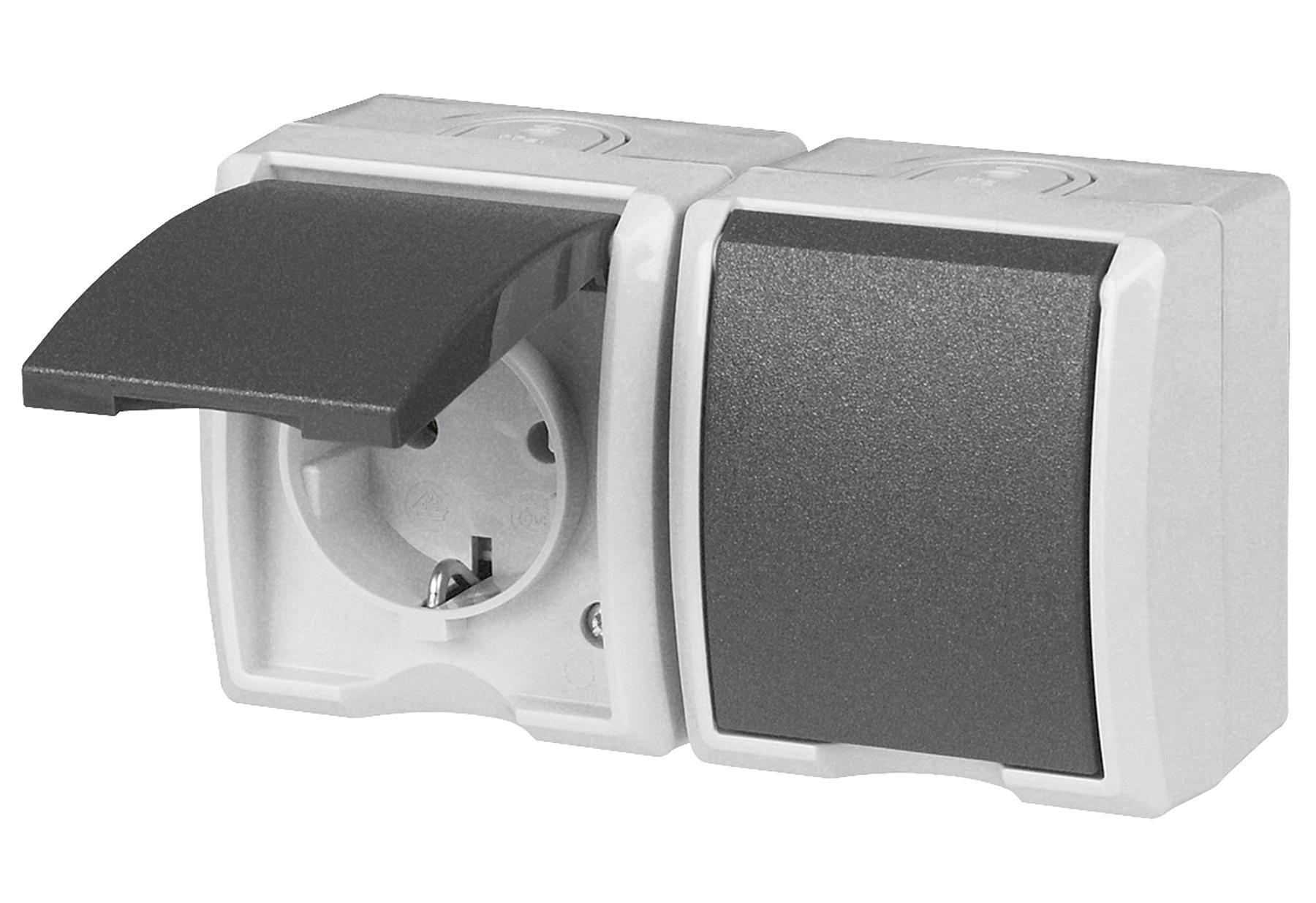 REV Ritter AquaForm gr FR AP-Steckdose 2-fach waagerechte Montage ...