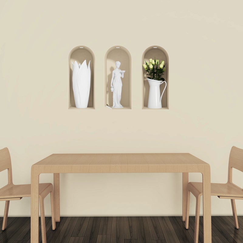 Sticker effet 3D Roses blanches et statue 80 x 120 cm | Leroy Merlin