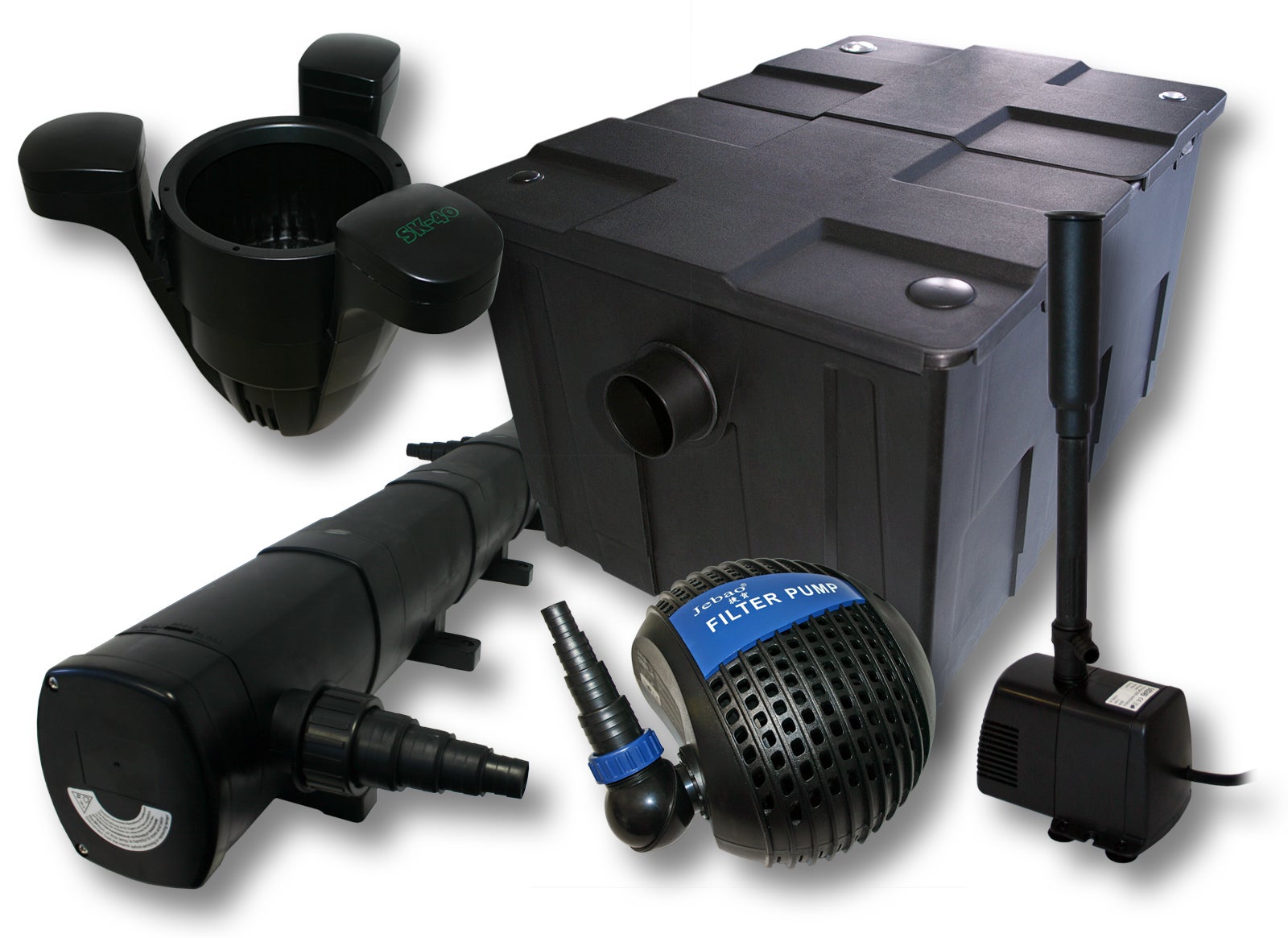 Wiltec Kit complet: CBF-550 Filtre de bassin jusqu'à 60000 L, NEO10000 pompe de filtration ...