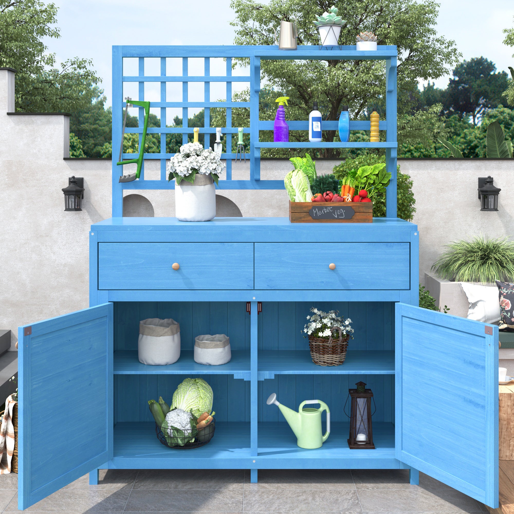 Armoire de jardin en bois, armoire de jardin avec étagères, armoire ...