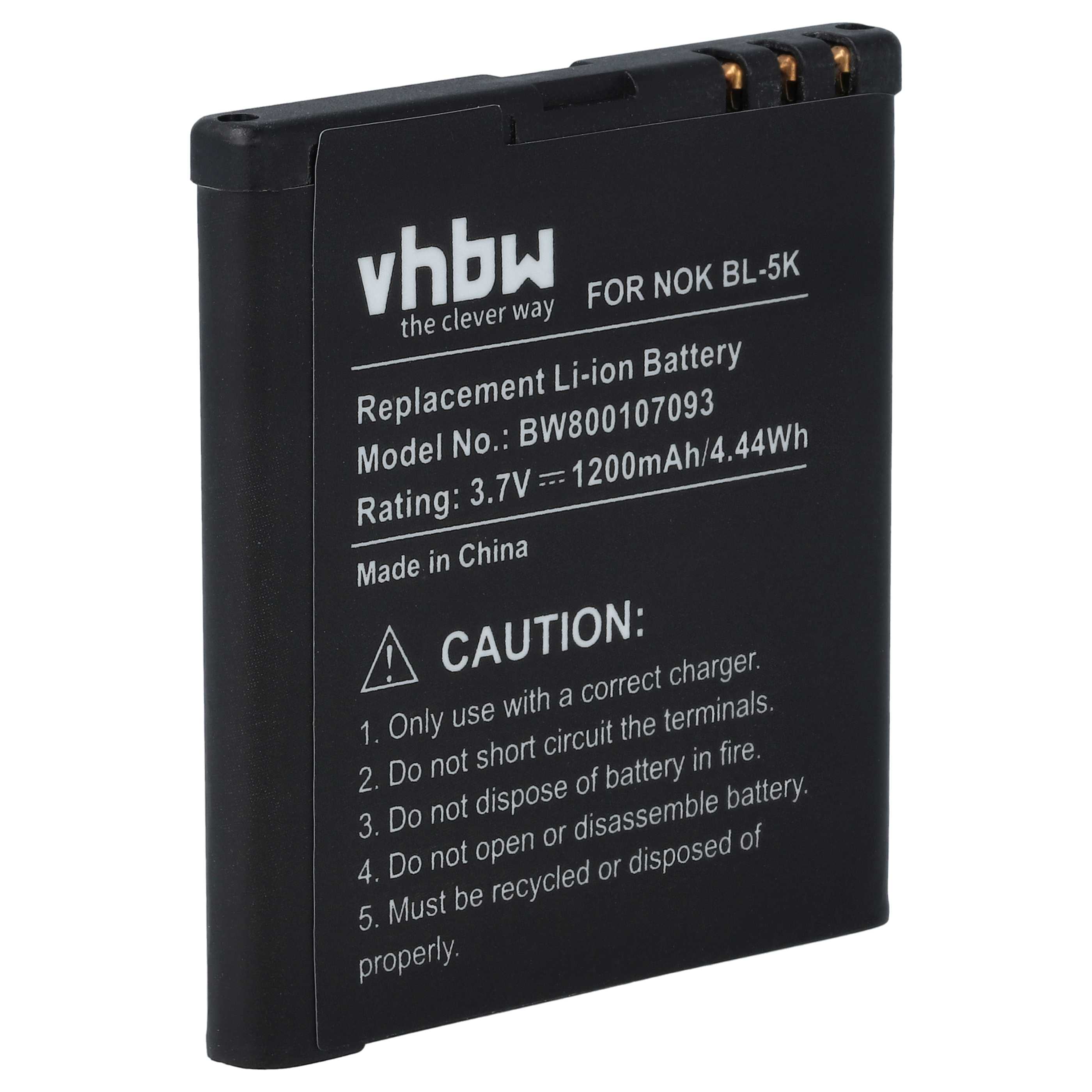 Vhbw Batterie remplacement pour Nokia BL-5K pour smartphone (1200mAh, 3,7V, Li-ion) | Leroy Merlin