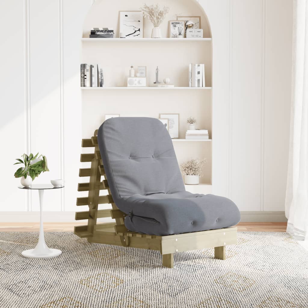 Divano letto futon con materasso 60x206x11 cm in legno di pino ...