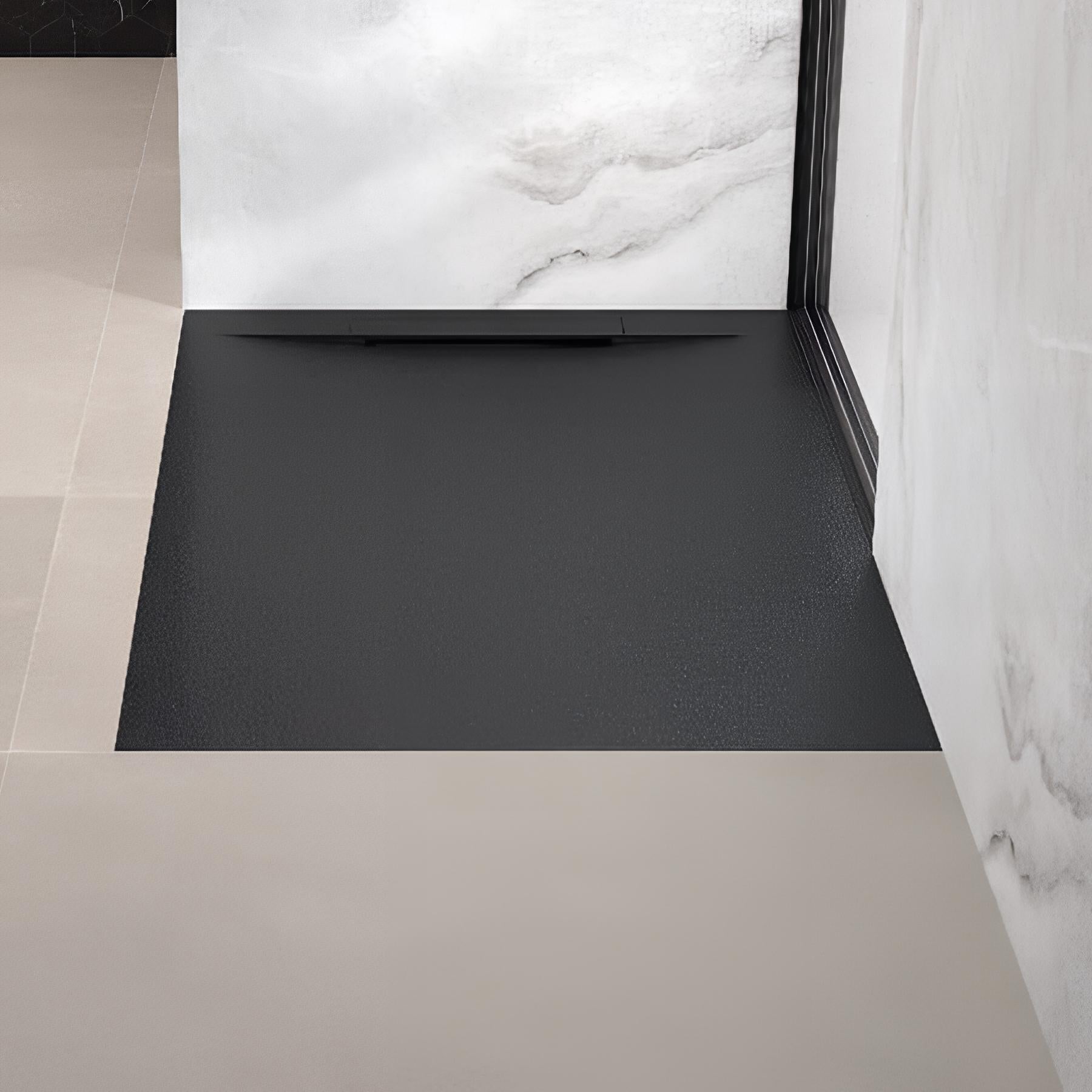 Ricevitore doccia KINEDO Kineline L.140x80 nero texture granito evac ...