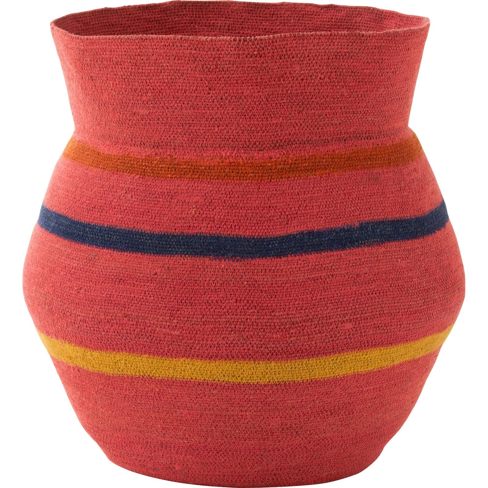 Panier coloré en jonc rose et rotin lignes multicolores 45 x 45 x 51 cm ...