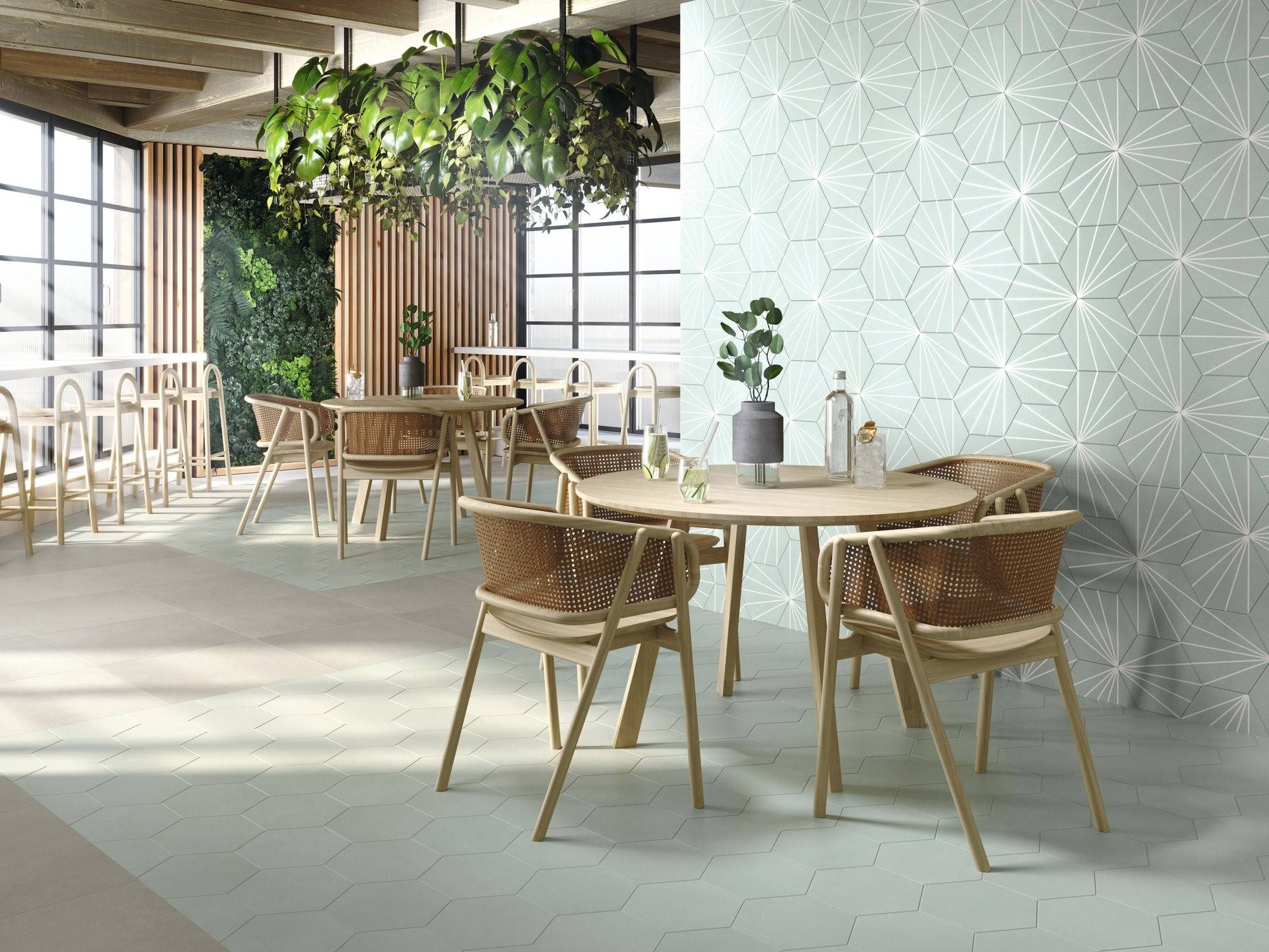 Carrelage Effet Ciment Hexagone 23x26 Macba - VERT D'EAU | Leroy Merlin