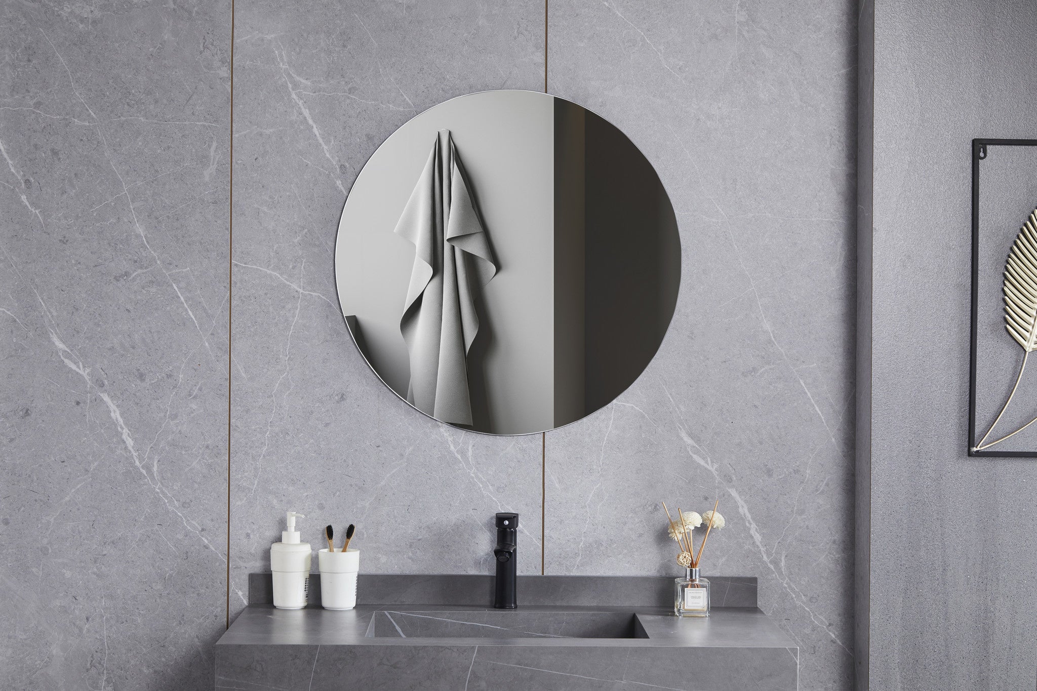 Miroir rond QH 60 cm sans cadre - Design moderne, classe A, parfait ...