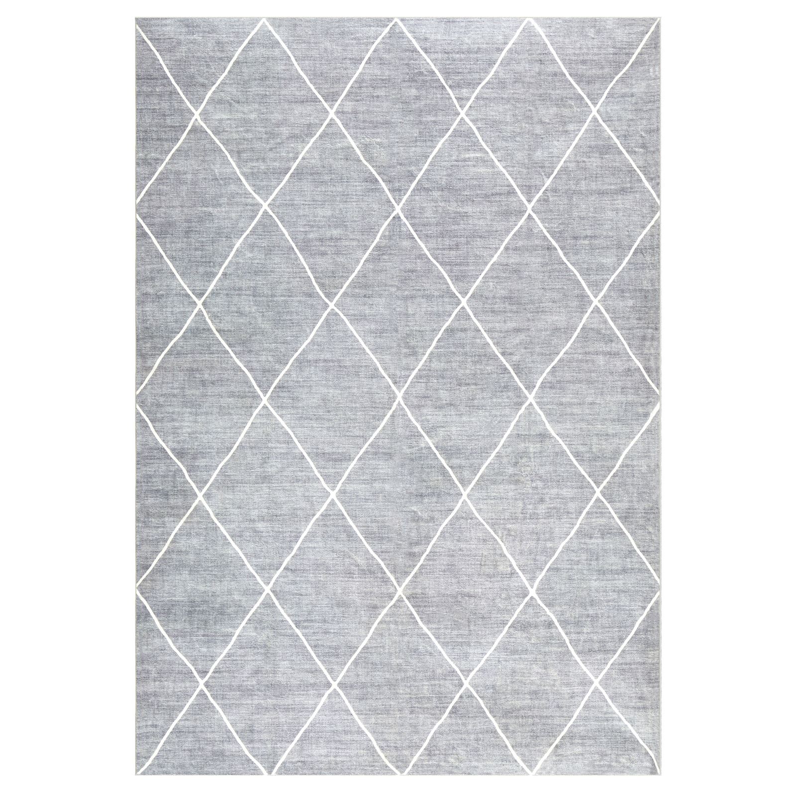 Tapis RHOMB rectangulaire avec motif losange, 160 x 230 cm, en polyester gris et blanc | Leroy ...
