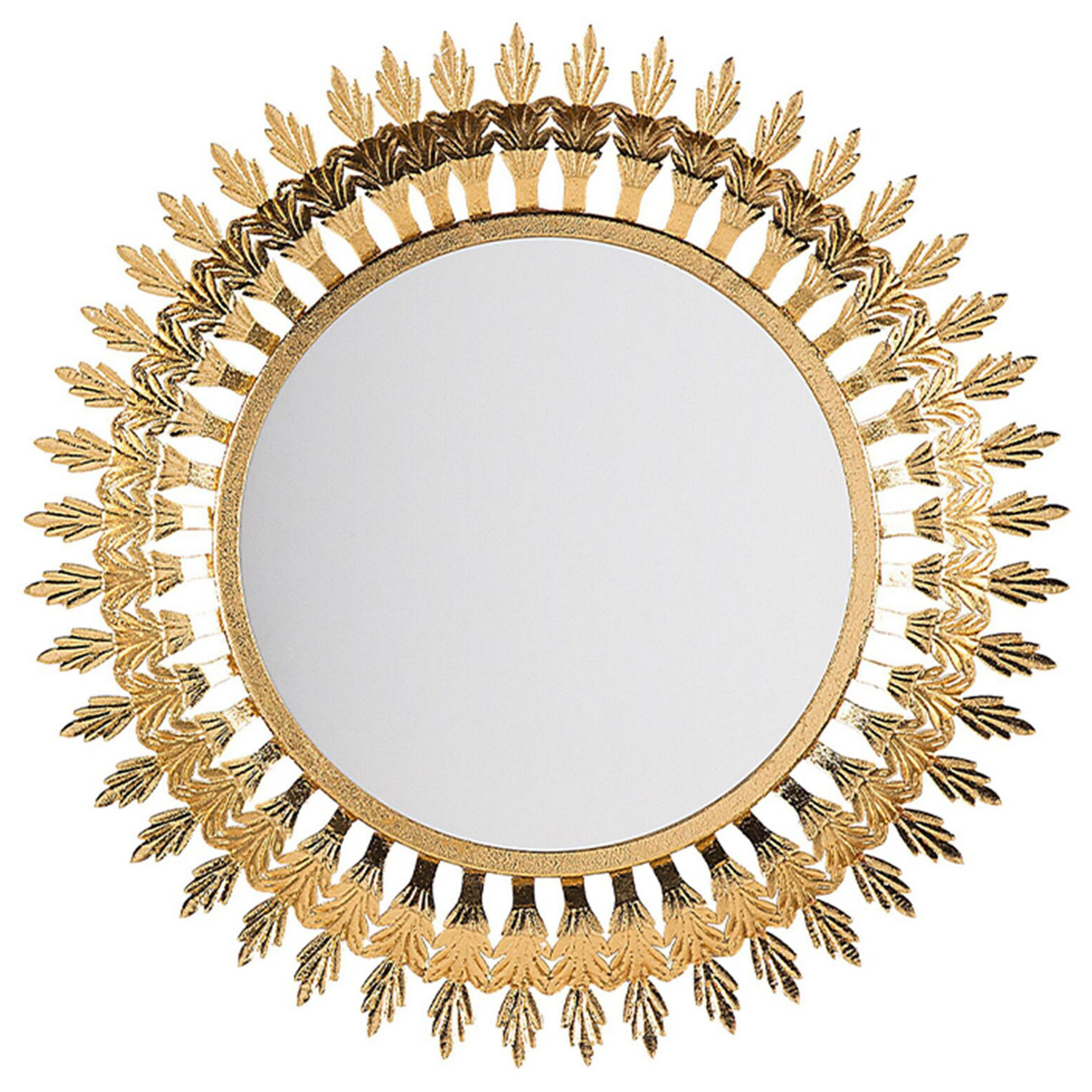 Miroir Mural de Forme Ronde avec Cadre en Métal Doré Motif Feuilles ...