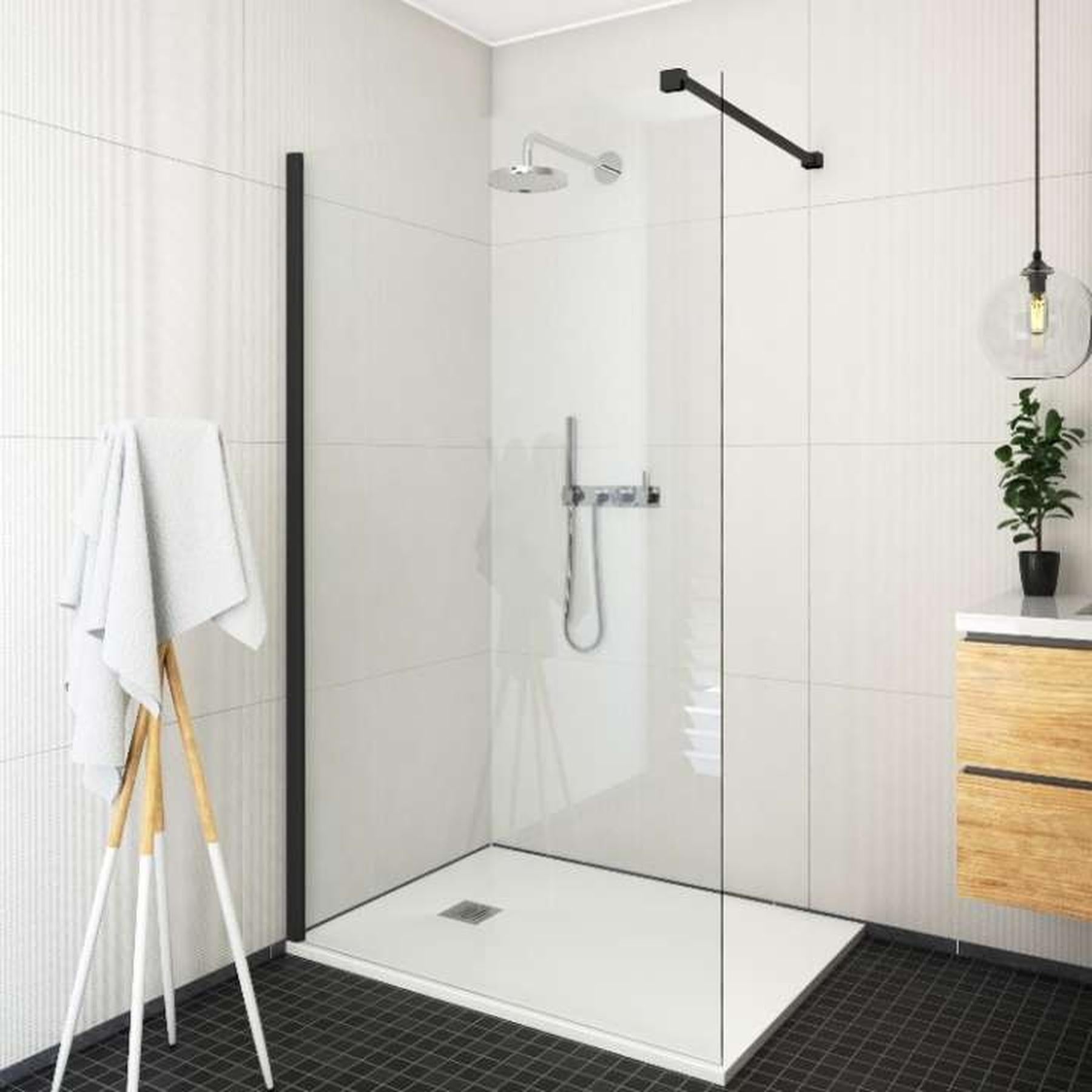 Walk-in Ancho de pared 120 cm altura 200 cm perfil negro luz vidrio ...