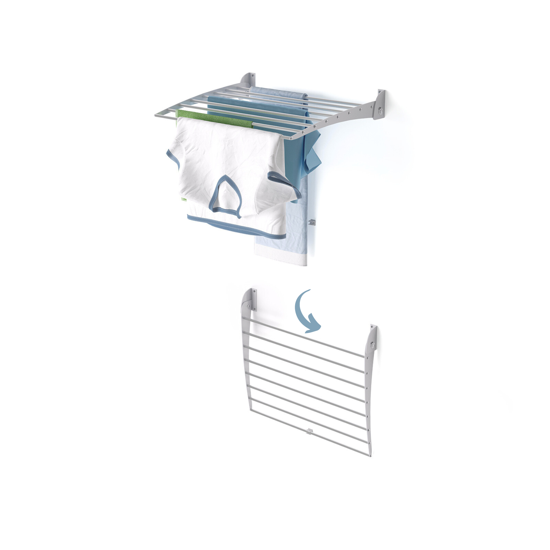 Étendoir mural, séchoir pour balcon mural, Foxydry Fold Down 62x50x10 ...