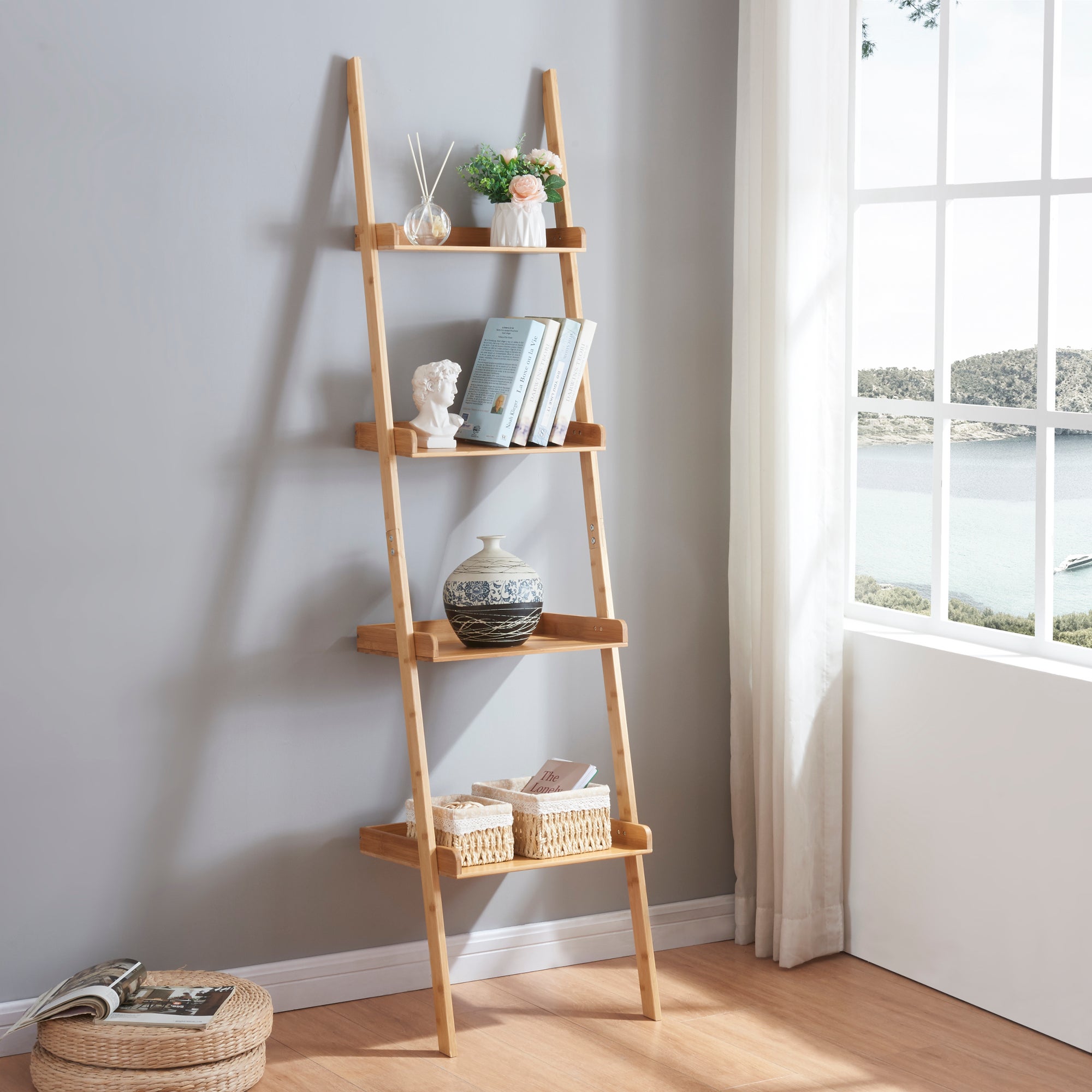 Étagère échelle Göinge bambou 176 x 44 cm naturel [en.casa] | Leroy Merlin