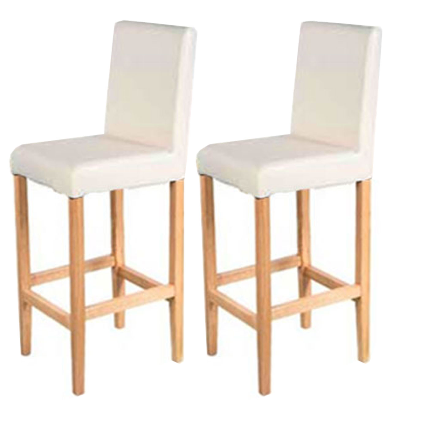 Lot de 2 tabourets de bar Vicenza, cuir, crème/pieds clairs | Leroy Merlin