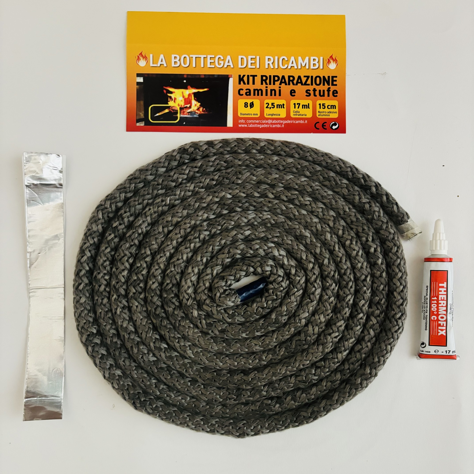 Kit Manutenzione treccia nera in fibra di vetro con silicone alta ...