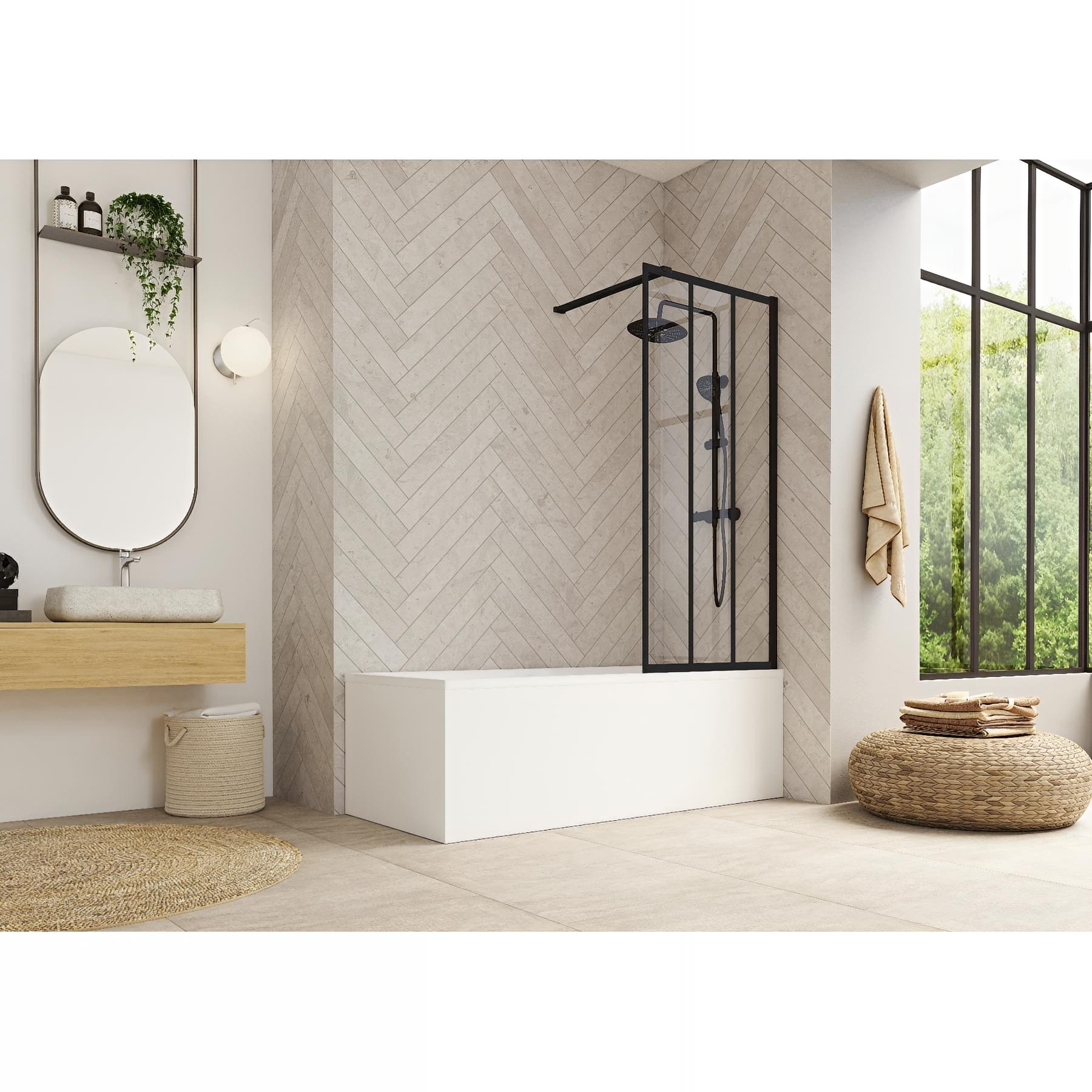 Pare-bain fixe Kinedo Smart Design Hydra 80 gris noir grainé verre ...