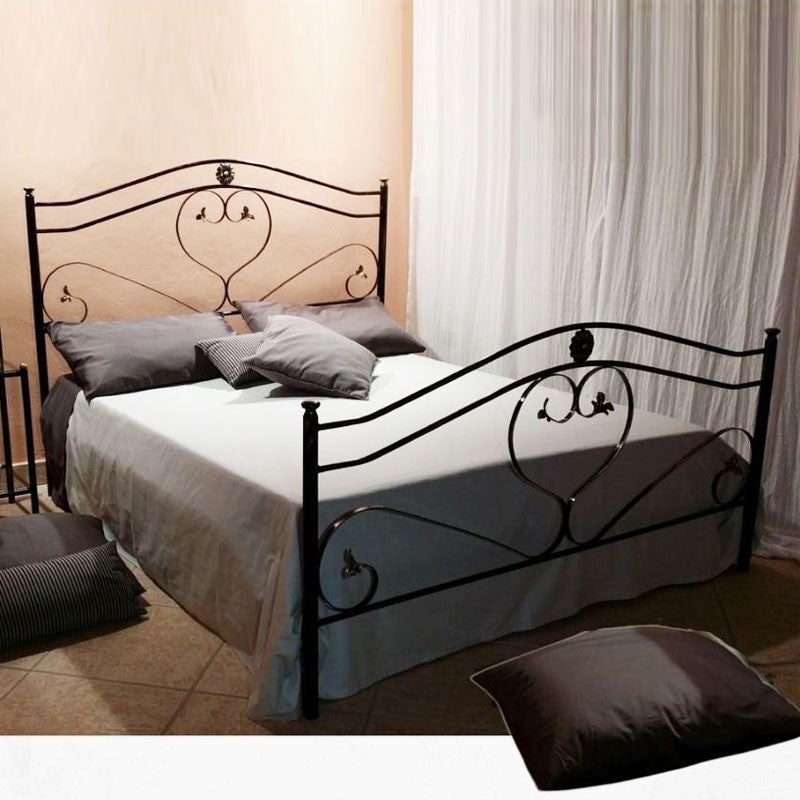 Lit double en fer forgé avec pied de lit Black Gold GINESTRA 170x202x ...