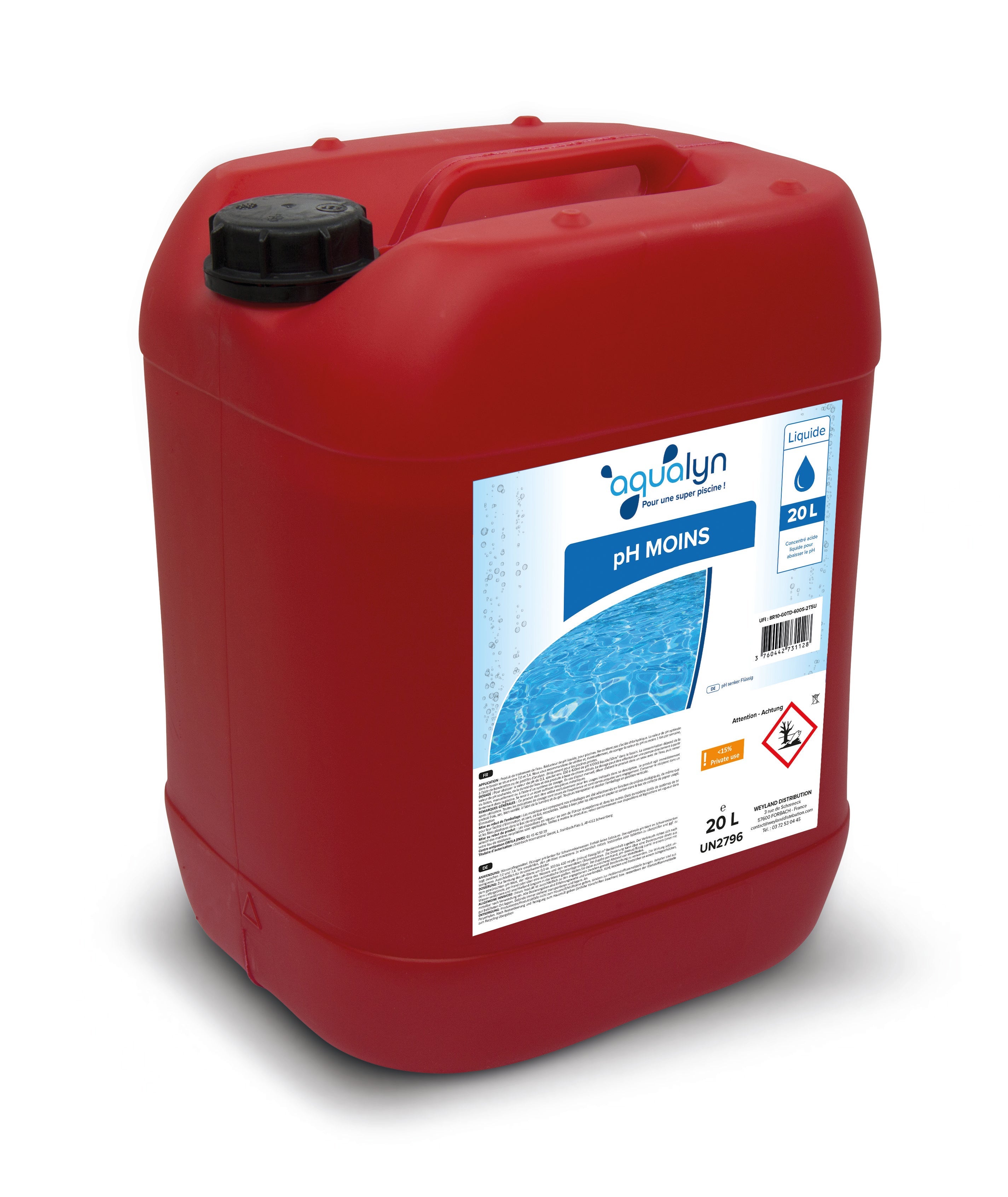 PH moins liquide 20 L 15 % Aqualyn Palette de 24 Palette de 24 | Leroy ...