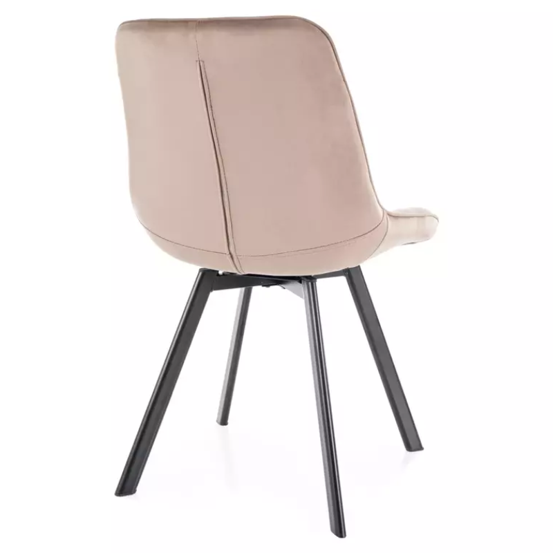 Chaise LOUPI en velours beige pivotante et pieds métal noir mat ...