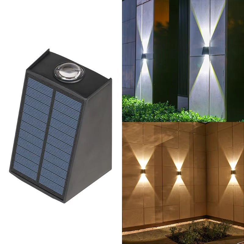 Lámpara solar de pared con 2 modos de iluminación, impermeable ...