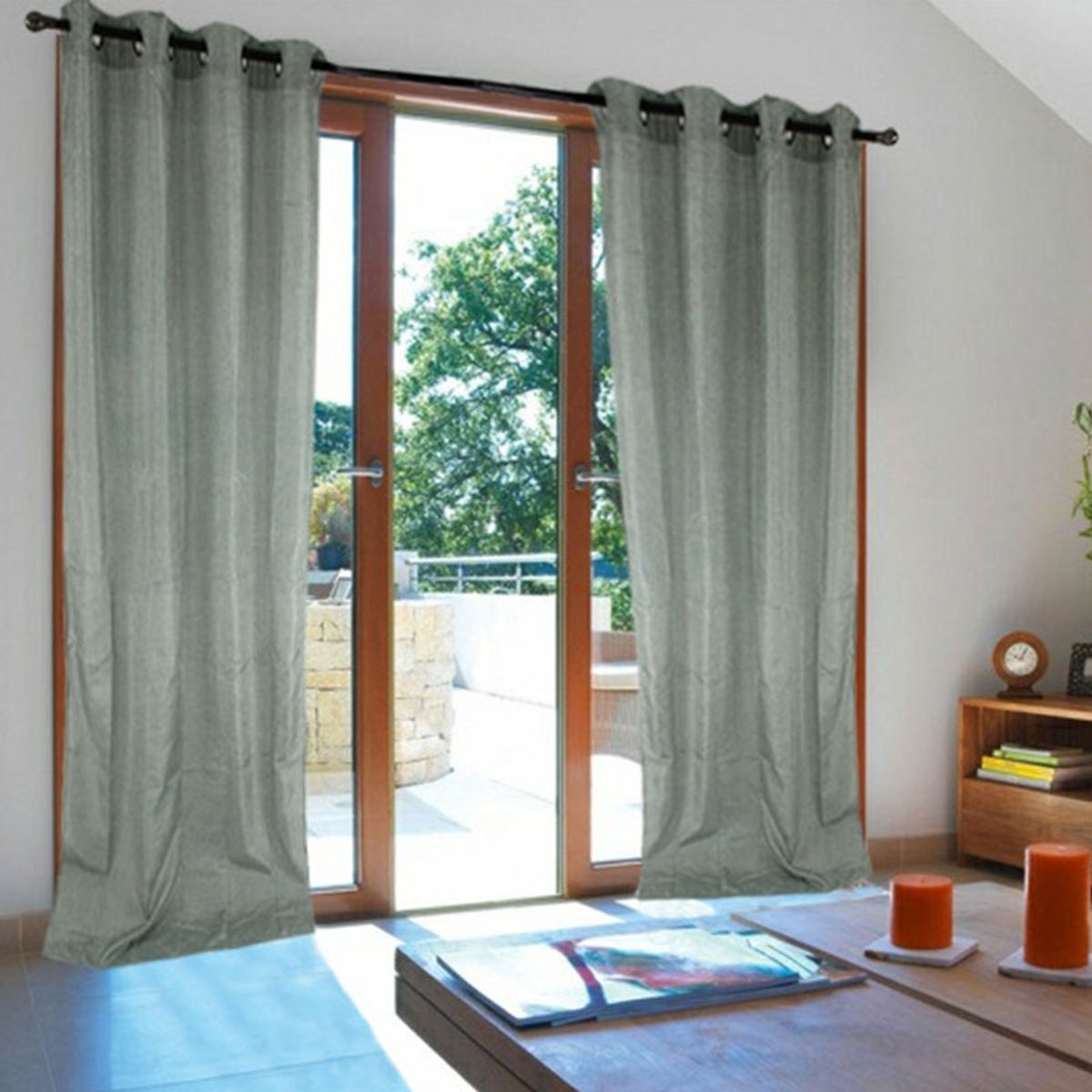 LINX - Rideau à oeillets effet chiné métallisé gris 140x250 | Leroy Merlin