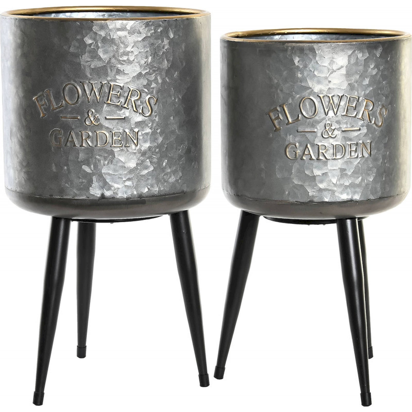 Cache-pot élégance florale en métal gris design 25 x 25 x 46 cm Gris ...