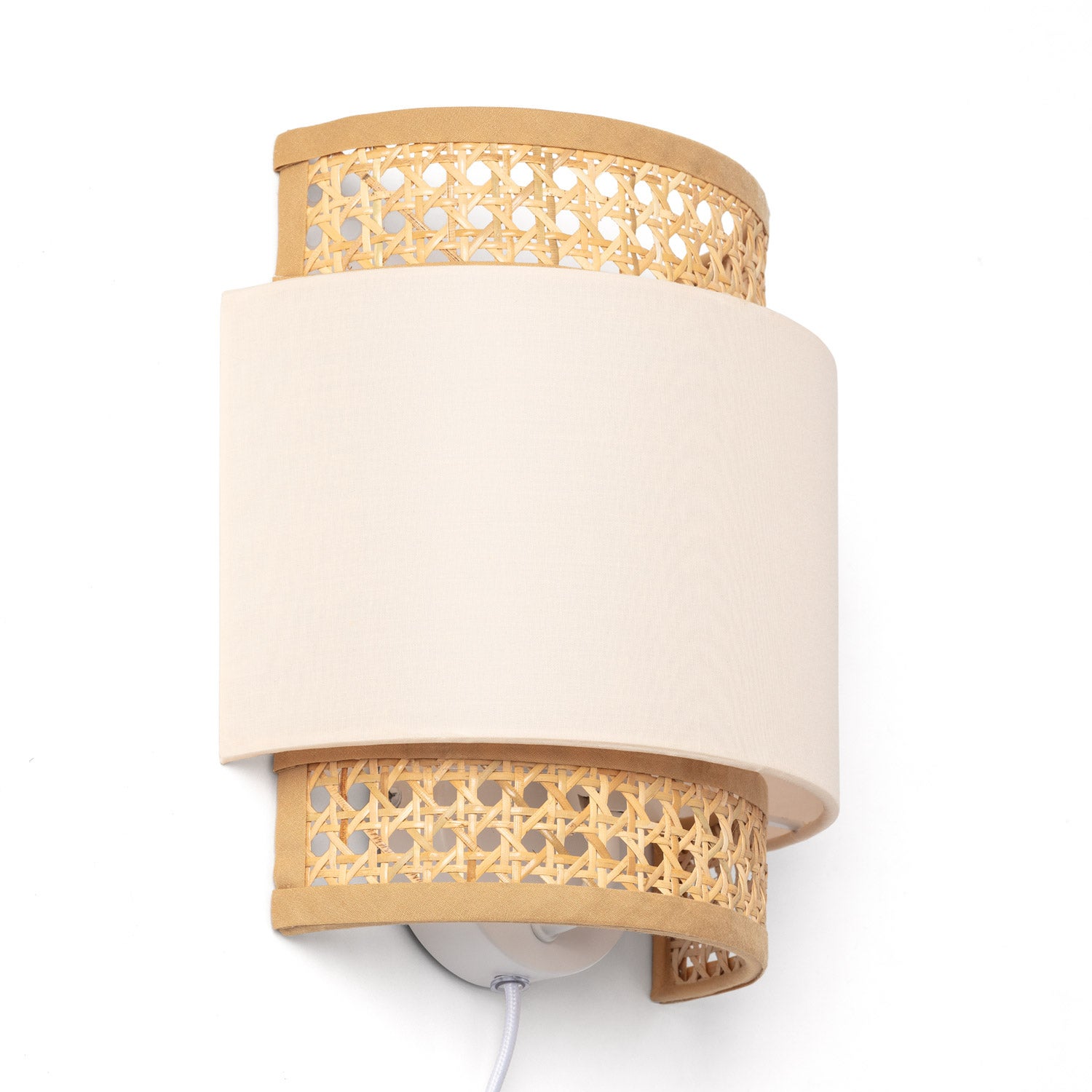 Applique Murale Rotin et Tissu Amaia Blanc cassé | Leroy Merlin