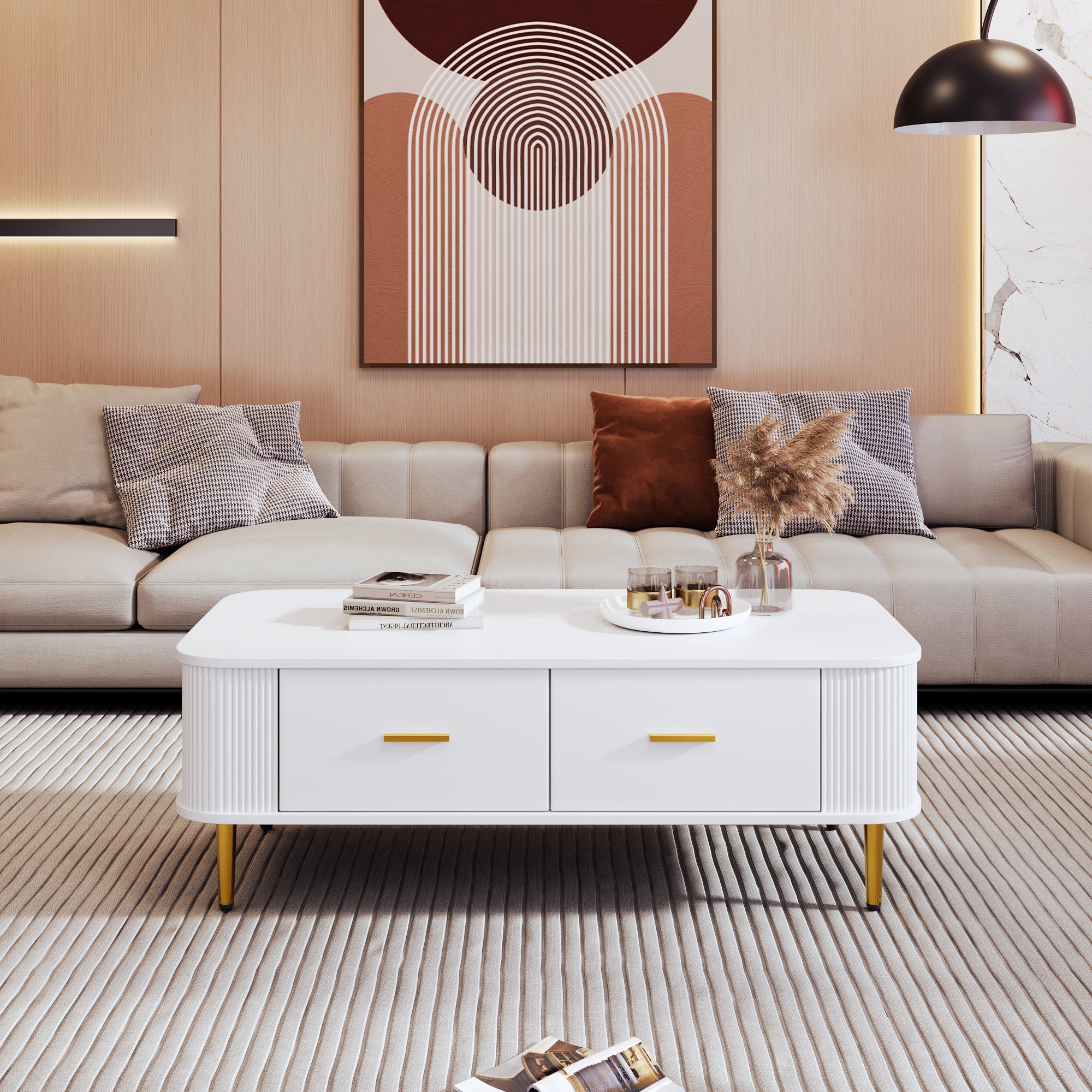 Table basse moderne - avec 4 tiroirs - en MDF - Blanc | Leroy Merlin