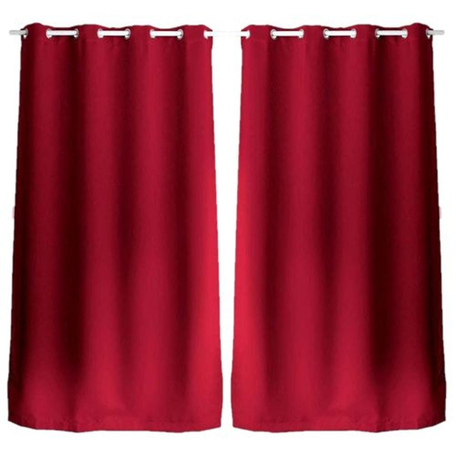 Lot de 2 Rideaux unis occultants avec œillets - 140 x 240 cm - Rouge ...