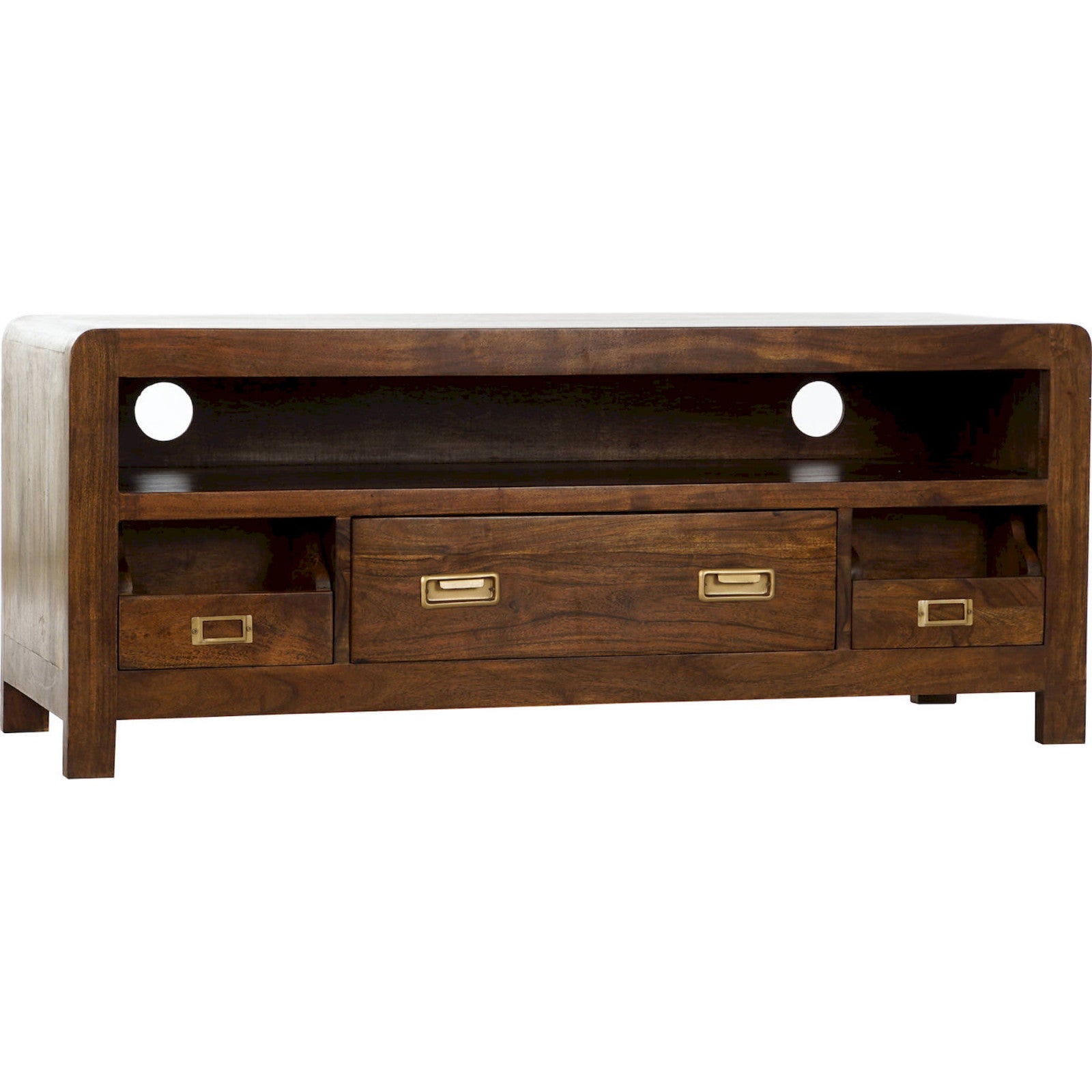 Meuble TV élégant en acacia marron doré pour salon chic 115 x 40,5 x 48 ...
