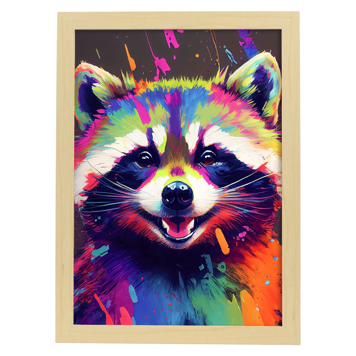 Nacnic Raton Laveur Illustration Animale Colorée Impressions D'affiches ...