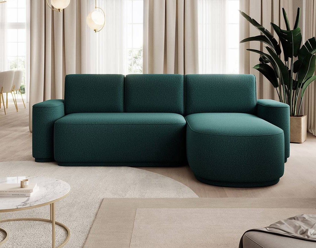 Canapé d'angle droit convertible 4 places en tissu vert - SAM - Best ...