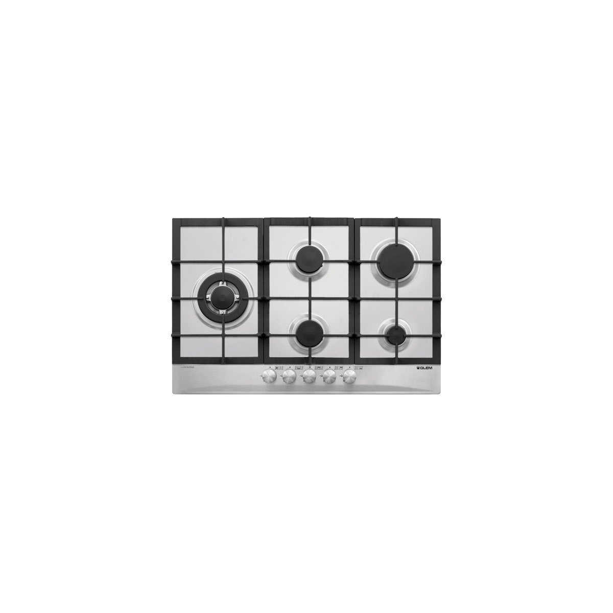 Glem Gas GT85THIX plaque Acier inoxydable Intégré 75 cm Gaz 5 zone(s ...