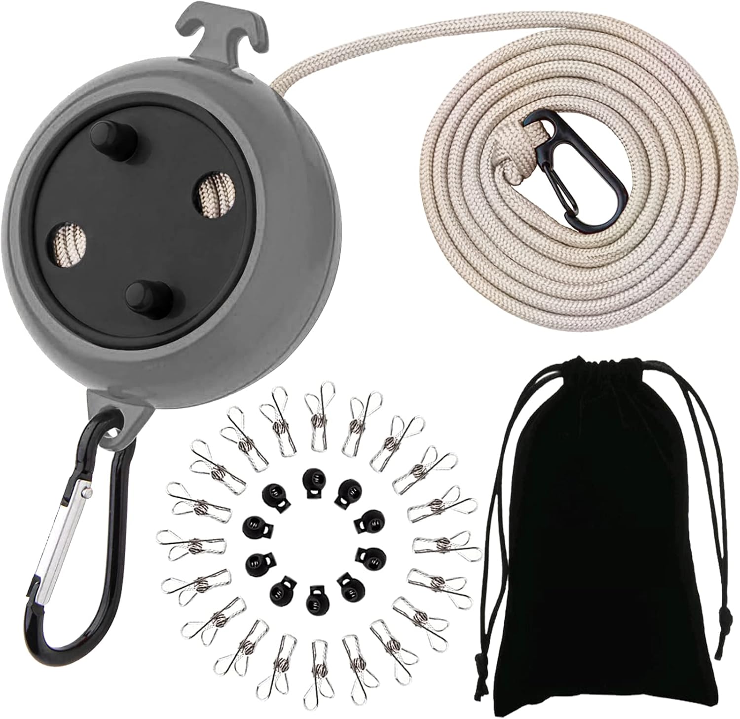 Corde a Linge Retractable, (Gris) Corde à Linge Antidérapante Portable ...