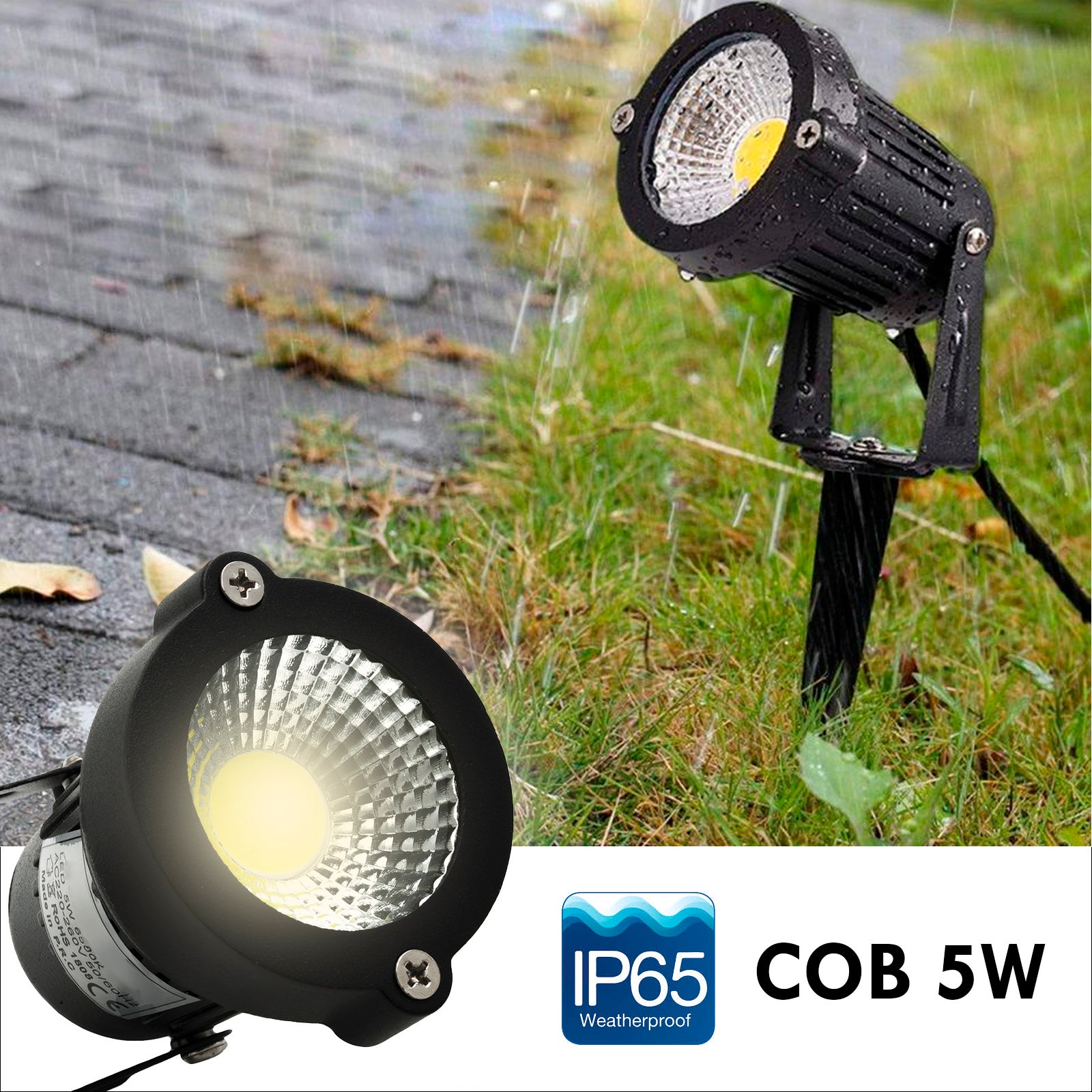 Spots de jardin à LEDs COB 5W lampe réglable IP65 LIGHT 6500K | Leroy ...