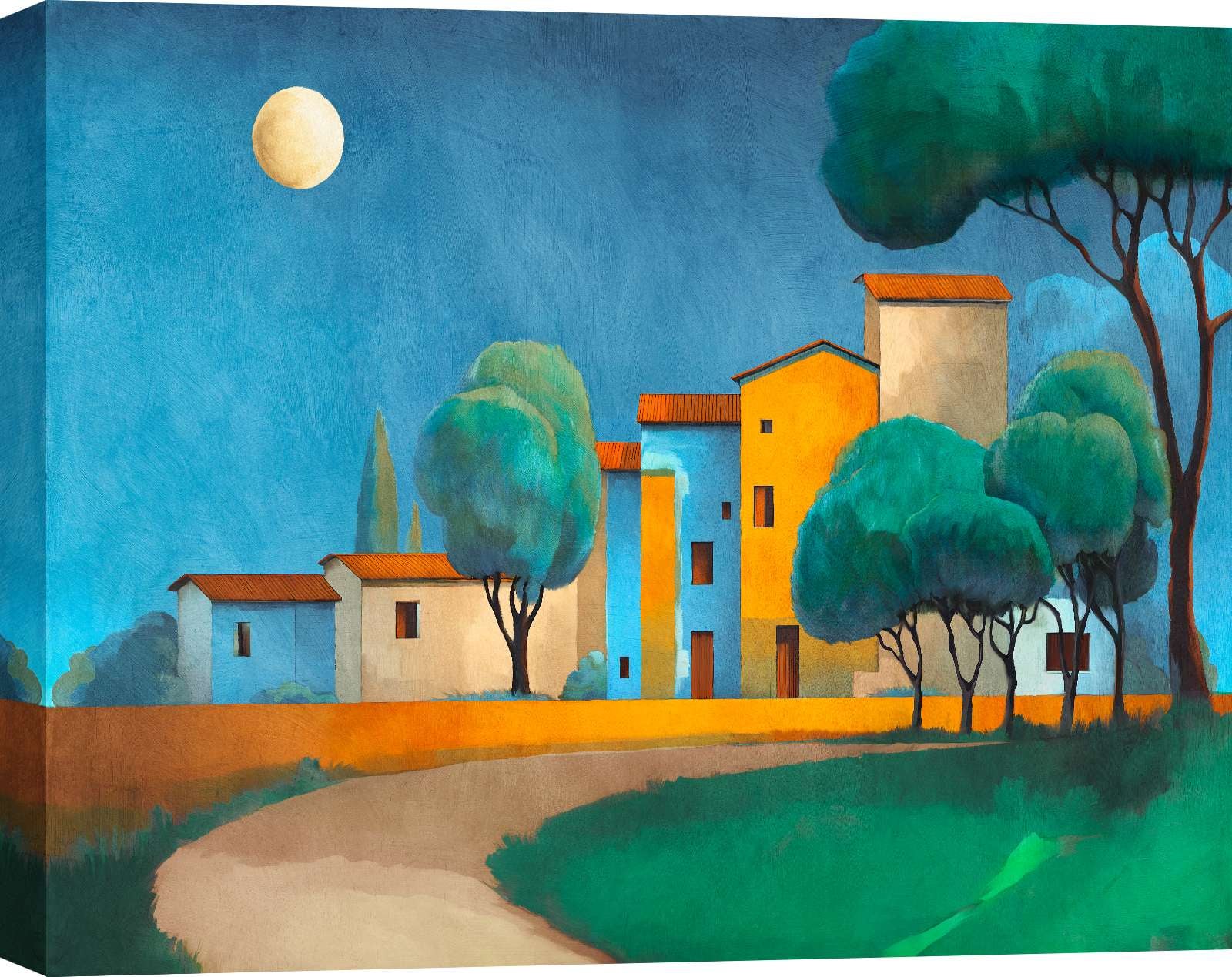 Tableau sur toile, paysage moderne - Stefano Renaldi - Village sous la ...